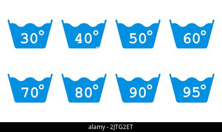 Wash at 30 degree label logo design. Water temperature 30C. Laundry ...
