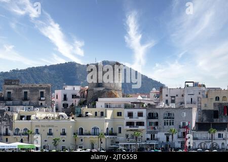 Overview of Forio and the great tower the symbol of the famous town ...