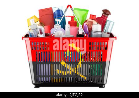 Angolan flag with cosmetic bottles, Hair, facial skin and body care ...