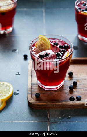 Blueberry Lemon Smash Drink and Prep Stock Photo - Alamy