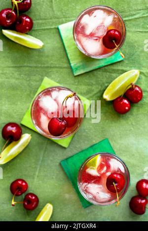 Bing Cherry Presbyterian cocktail drink Stock Photo - Alamy