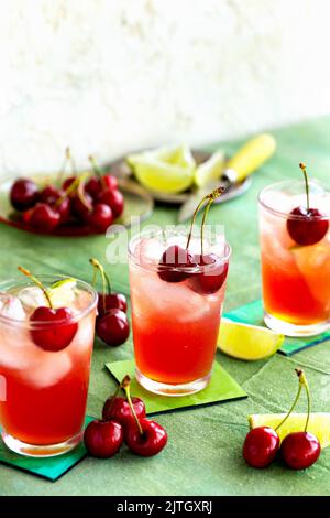 Bing Cherry Presbyterian cocktail drink Stock Photo - Alamy