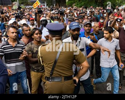 Colombo, Sri Lanka. 30th Aug, 2022. A joint protest was held today by ...
