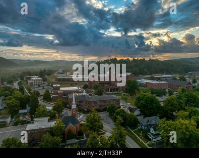 Aerial view of Mansfield Pennsylvania, Small town USA Stock Photo - Alamy