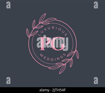 PG Initials letter Wedding monogram logos template, hand drawn modern ...