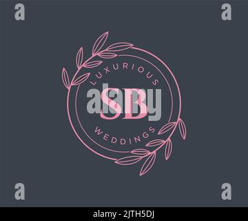 SB Initials letter Wedding monogram logos collection, hand drawn modern ...