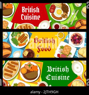 British food banners, English cuisine dishes, vector restaurant menu ...