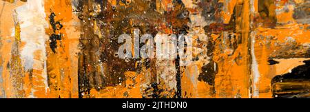 Фabstract autumn background. Smeared orange paint on canvas. Abstract ...