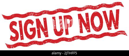 SIGN ME UP NOW text written in a red speech bubble stamp Stock Photo ...
