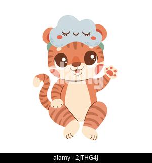 Cute baby tiger character sleep and peep Stock Vector Image & Art - Alamy