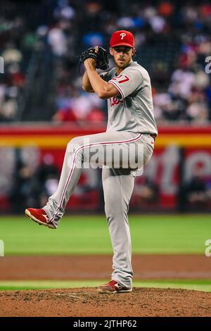 Philadelphia Phillies pitcher Aaron Nola (27) works during the fifth ...