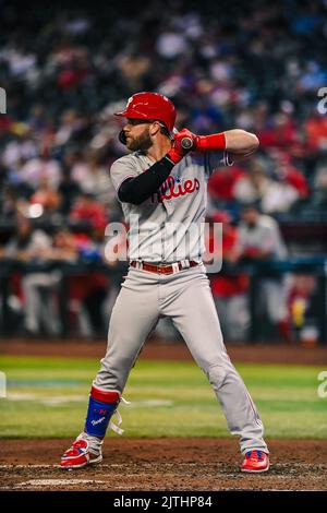 Philadelphia Phillies' Bryce Harper (3) stands on the field in the ...