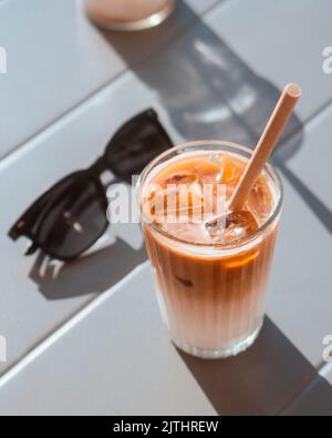 Fancy Iced Coffee with Cream in a Glass Stock Photo - Alamy