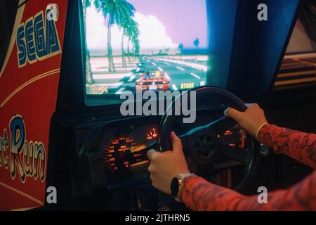 an arcade slot machine 80s style (3d rendering Stock Photo - Alamy