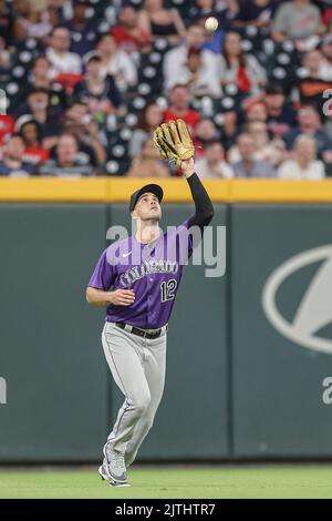Colorado Rockies Sean Bouchard (12) at bat during an MLB Spring ...