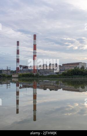 Novomoskovsk, Russia - August 14, 2022: pipe heat power plant. a large ...