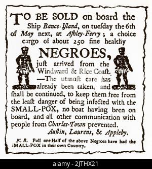 US Slave trade: Slave trader's advertisement card for the 'Great Negro ...
