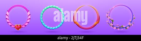 Fantasy game avatar circle frame with smoke effect. Cartoon medieval ...