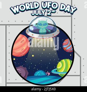 Poster World UFO Day 2 July. Ufo in the night. Night sky, star, alien ...