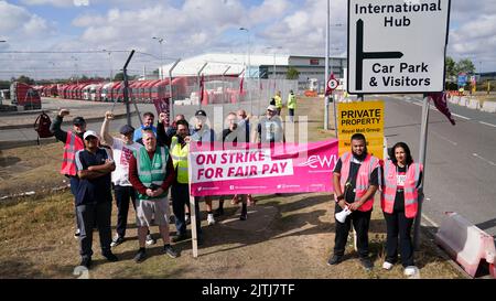 Parcelforce workers from the Communication Workers Union (CWU) on the ...