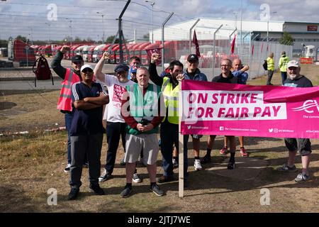 Parcelforce workers from the Communication Workers Union (CWU) on the ...