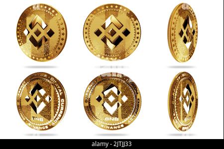 Binance BNB stablecoin cryptocurrency isolated gold coin on green ...