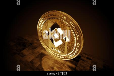 Binance BNB stablecoin cryptocurrency gold coin on green screen ...
