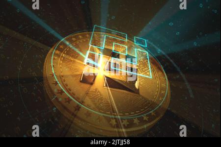 Binance BNB stablecoin cryptocurrency gold coin on green screen ...