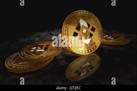 Binance BNB stablecoin cryptocurrency gold coin on green screen ...