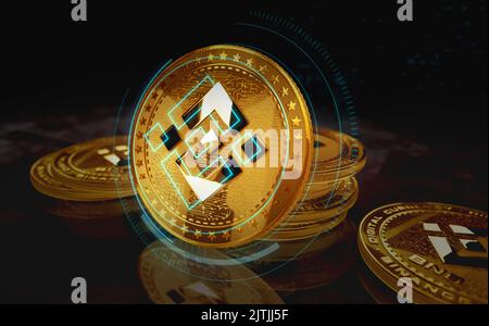 Binance BNB stablecoin cryptocurrency gold coin on green screen ...