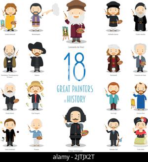 Leonardo da Vinci cartoon character. Vector Illustration. Kids History ...