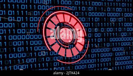 Image of red circle with numbers over binary code Stock Photo - Alamy