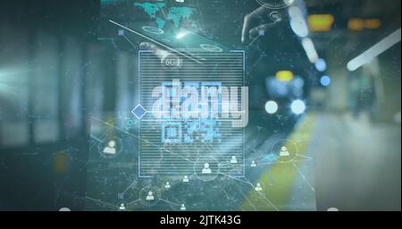 Image of data processing over train Stock Photo - Alamy