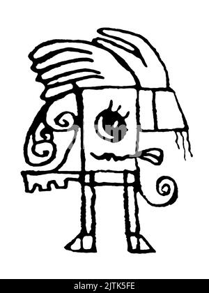 Side view weird monster drawing sketchy cartoon style illustration ...