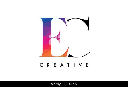 CE Letter Design with Creative Cut and Colorful Rainbow Texture. EC ...