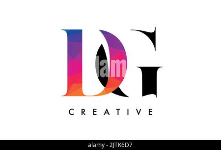 DG D G Colorful Letter Design with Creative Origami Triangles Rainbow ...
