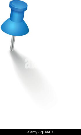 Realistic blue push pin. Board tack isolated on white background ...