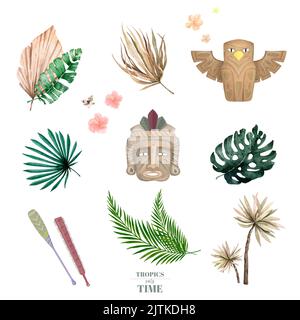 Exotic tropical hawaiian summer. Palm beach tree leaves jungle ...