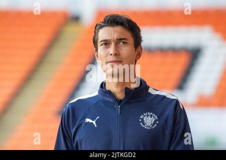 Kenny Dougall #12 of Blackpool arrives at the Swansea.com Stadium, Home ...