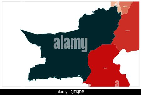 Sind State of Pakistan Vector Map illustration on white background ...