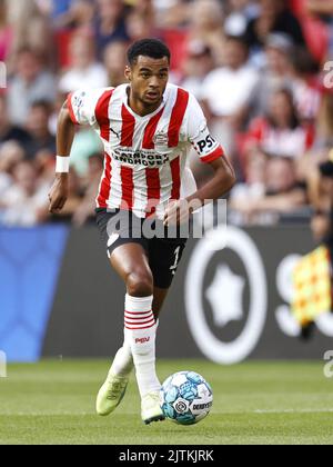 EINDHOVEN, NETHERLANDS - AUGUST 31: Cody Gakpo of PSV and Press Officer ...