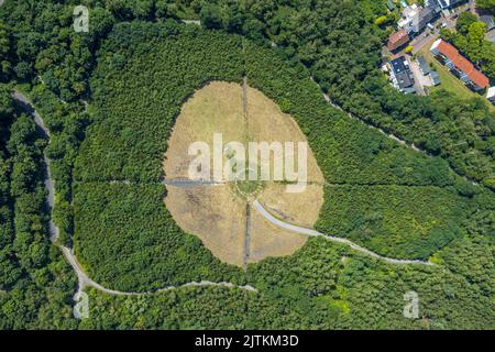 Aerial view, sundial Schweriner Halde, Rauxel, Castrop-Rauxel, Ruhr ...