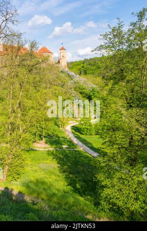 Veveri castle, Moravia, Czech republic. View from window. Ancient ...