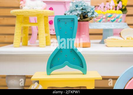 birthday decoration with mermaid theme, widely used in brazil Stock ...