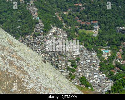 Rocinha slum seen from the summit of Two Brothers Hill in Rio de ...