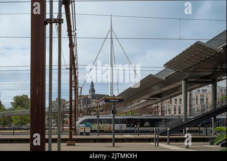 Odense Station (Odense Banegård Center) platform seen through the ...