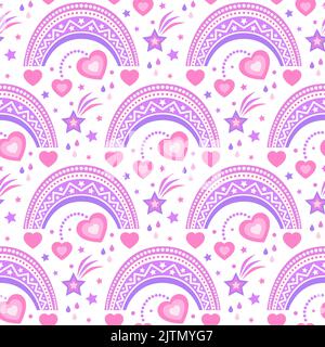 Seamless pattern with naive art hand drawn flowers and leaves. Retro ...