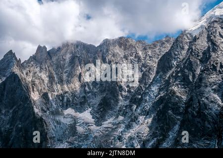 High spectacular rocky spiers on alpine peaks for extreme sports in ...
