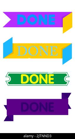 Set of ribbon with Done text. Banner template. Label sticker. Sign ...