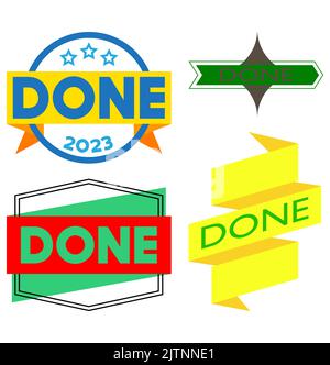 Set of ribbon with Done text. Banner template. Label sticker. Sign ...
